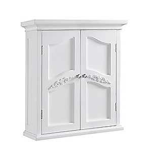 Teamson Home Versailles Removable Wooden Wall Cabinet with 2 Shelves, White