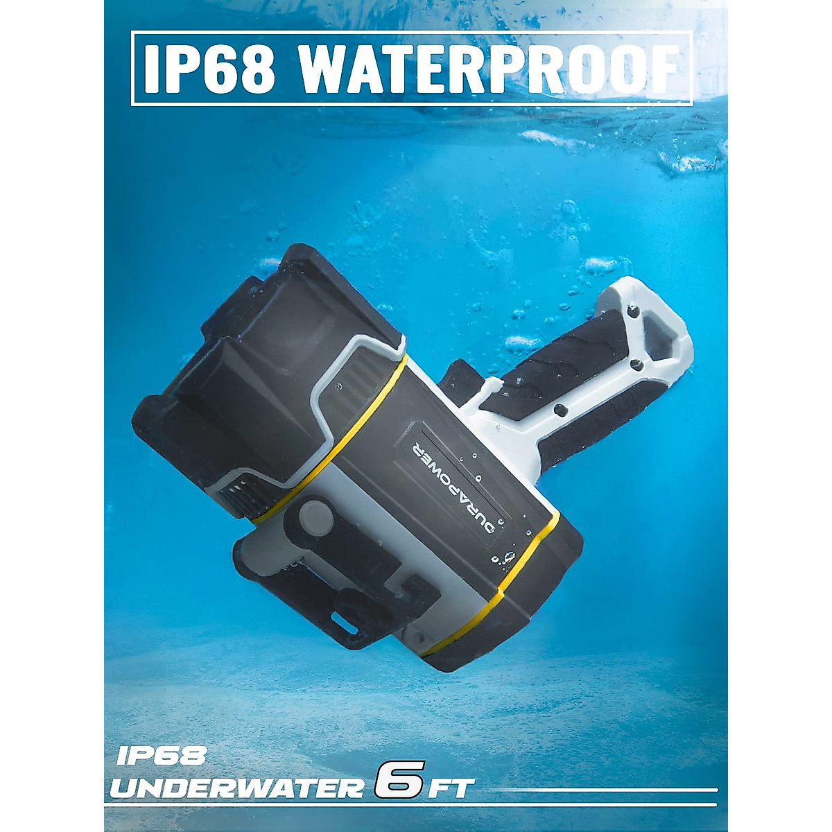 Durapower Rechargeable Spotlight, 300000 Lumens LED Handheld Spotlight, 10000mAh Long Lasting IP68 Waterproof Spotlight Flashlight Portable for Marine Boat Hunting