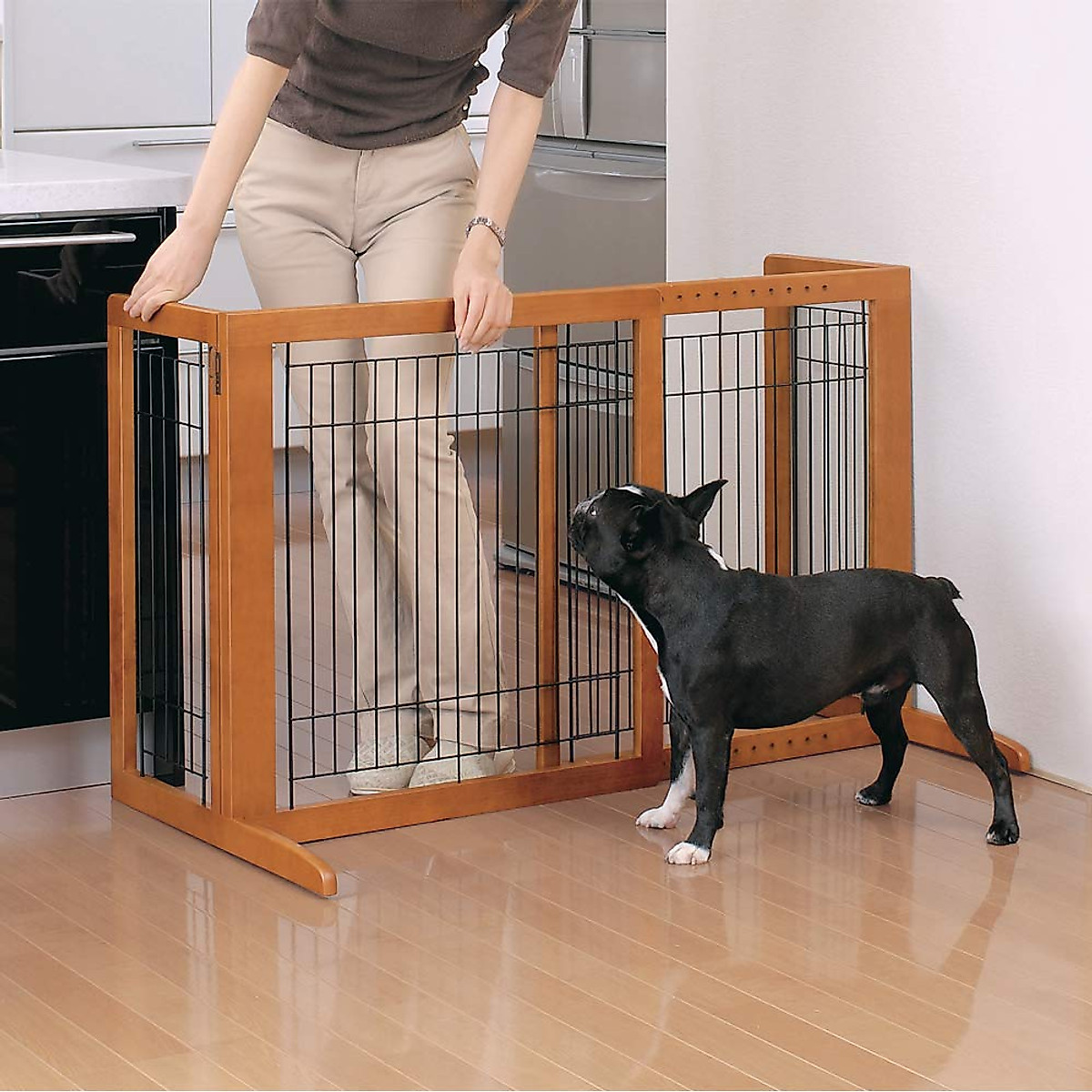 Richell Wood Freestanding Gate, High-Small, Autumn Matte Finish