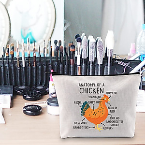 POFULL Chicken Lovers Gift Country Farm Women Girl Anatomy of a Chicken Cosmetic Bag Poultry Lover Gift (Anatomy of a Chicken bag)