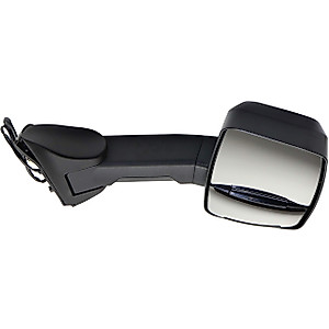 Kool Vue Mirror Set Compatible with 2003-2014 Ford E-150, 2003-2005 E-150 Club Wagon, 1992-2002 E-150 Econoline, Towing, Power, Heated, Textured Black, Manual Folding, Single Arm