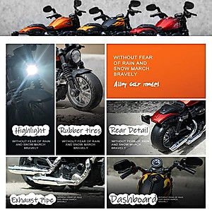 Gilumza Pull Back Motorcycle Toys, Tiny Gift with Music Lighting, Retro Motorcycles Toy for Boys Kids Age 3 4 5 6 7 8 Year Old (Red)