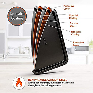 Perlli Baking Pan 8 Piece Set Nonstick Carbon Steel Gray Oven Safe Bakeware Kitchen Set, Cookie Sheet, 2 Round Cake Pans, Square Pan, Loaf Pan, Deep Dish Pan, Pizza Crisper, & 12 Cup Muffin Pan