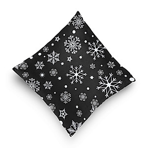 YETTASBIN Black Snowflake Throw Pillow Cover 20 x 20 Inch, Soft Square Cushion Case for Home Couch Sofa Bedroom Car Farmhouse Decor