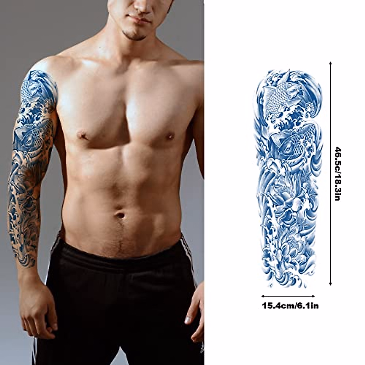 Aresvns Semi Permanent Sleeve Tattoo for Men and women, Realistic Temporary Tattoos Japanese Full Arm Waterproof & Long-Lasting 2-3 Weeks (pattern01) Christmas Gift