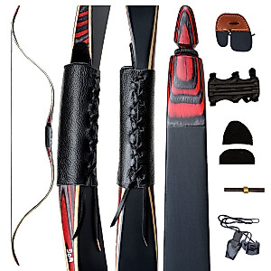 PMZ Recurve Bow Set, Professional Archery Hunting Bow, 58'' Longbow Traditional Bow Kit More Ideal for Archery Enthusiasts and Hunters (Left Hand, 30lbs)