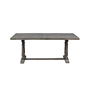 MARTHA STEWART Tristan Dining Table-Rectangular Reclaimed Finished Top Solid Wood Pedestal Legs Modern Farmhouse Kitchen Furniture, (Chairs NOT Included), 76" Wide, Natural/Grey