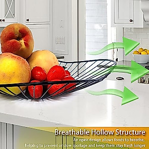 Teetookea Small Metal Wire Fruit Bowl, Rounded Square Fruit Basket, Minimalism Fruit Stand Serving Bowls for Kitchen Counter, Countertop, Home Decor, Table Decorative Hold Veggies, Bread, Snacks-Black