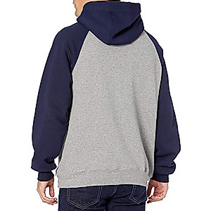 Russell Athletic Mens Dri-Power Pullover Fleece Hoodie Hoody, Color Block- Oxford/Navy, X-Large US