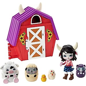 Enchantimals Secret Besties Farmhouse Playset with Small Doll House, Cambrie Cow Doll (3.5-inch), 5 Nesting Animal Figures & Accessory, Harvest Hills Toy Collection