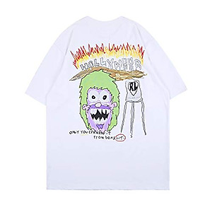 Arnodefrance Men LA Music Festival Tshirt Hip Hop Graffiti Printing Teeshirt Cotton Short Sleeve Shirt