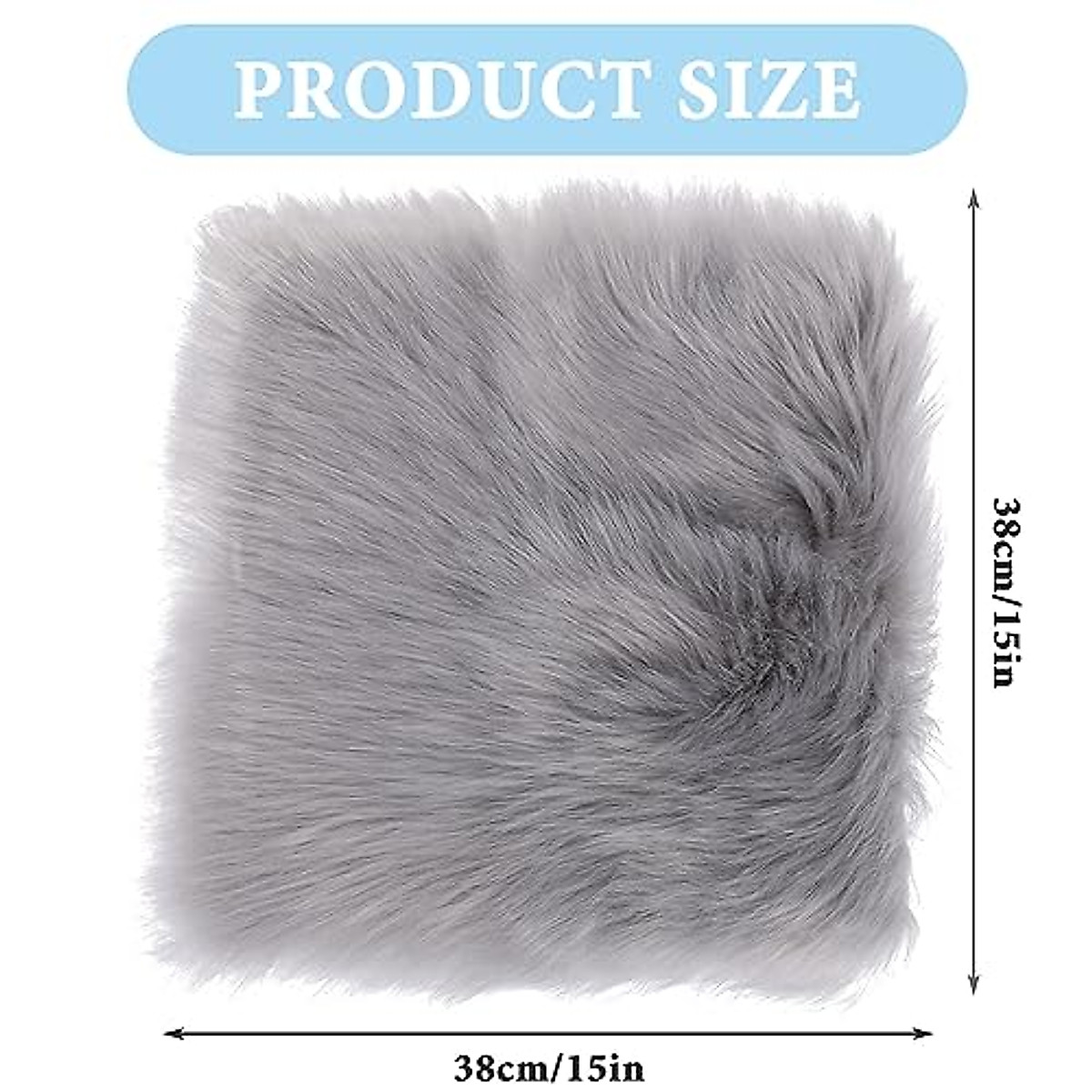 WLLHYF 15 Inches Mini Square Faux Fur Rug, Small Fluffy Area Rug Cushion for Living Room Sofa Bedroom Floor Soft Square Chair Cover Seat Pad Nail Mat for Photographing Background of Jewelry