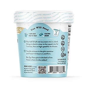 True Scoops 2-Pack Vanilla Bean Ice Cream Mix. Add One Ingredient - Half & Half! Makes 1 Pint of Ice Cream With An Electric Mixer. Made With Real Vanilla Beans. Gluten-Free, Peanut-Free, and Kosher.