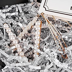 1LB Crinkle Cut Paper Shred Filler Silver White Paper Shreds Filler Raffia Paper Shreds Strands Grass Stuffer Shredded Crinkle Confetti for Packing Filler Gift Wrap Basket Filler