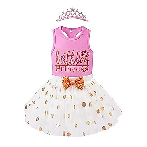 LYSMuch Kids Toddler Baby Girls Birthday Outfits Princess Vest Long Sleeve Shirt Mesh Bubble Tutu Skirt Set (A-Pink-Sleeveless, 3-4 Years)