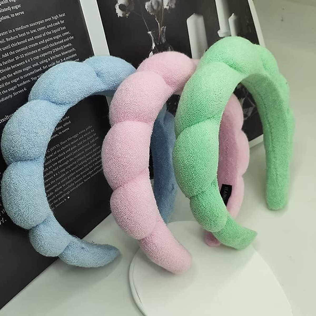 Halemet Spa Headband for Women Terry Cloth Headband for Washing Face Makeup Skincare Headband Puffy Headband 2024