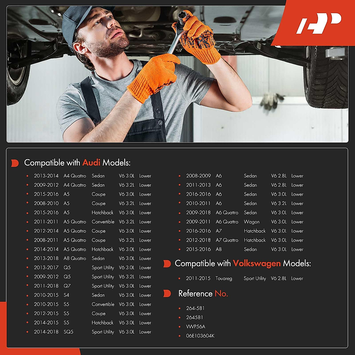 A-Premium Lower Engine Oil Pan Sump with Drain Plug Compatible with Audi A4 Quattro, A5 (Quattro), A6 (Quattro), A7 (Quattro), A8 (Quattro), Q5 Q7