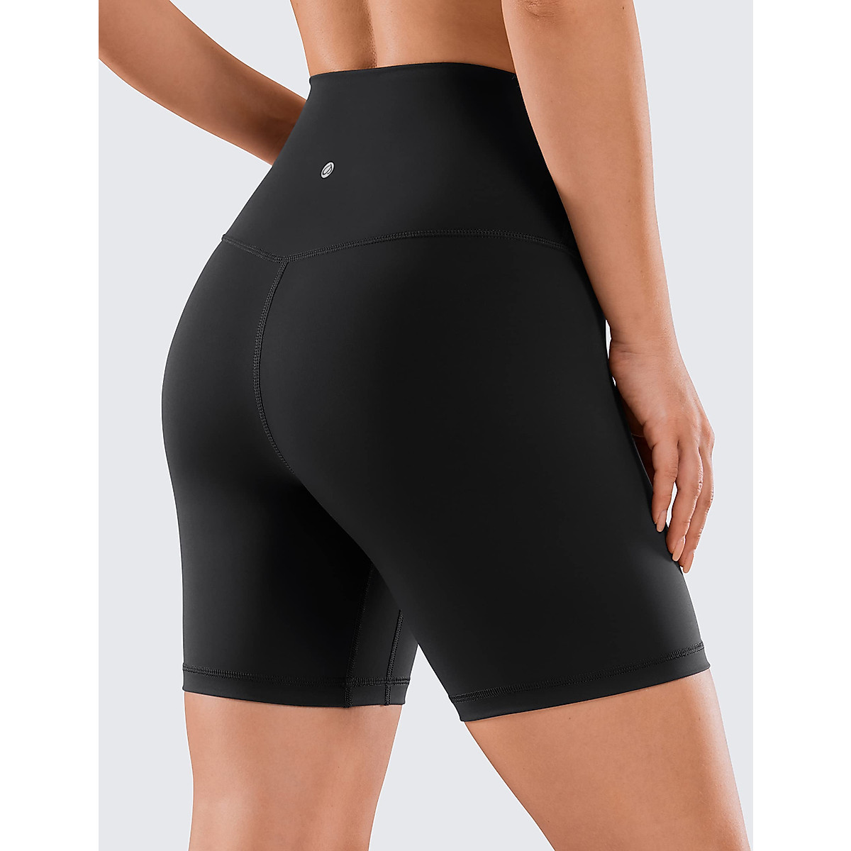 CRZ YOGA Women's Naked Feeling Biker Shorts - 6 Inches High Waist Yoga Workout Running Gym Spandex Shorts Black Medium