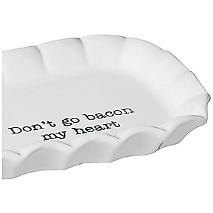 Mud Pie Bacon Serving Tray Set, White, 12" X 4.5"