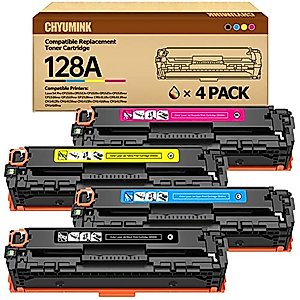 Chyumink Remanufactured for HP 128A CE320A CE321A CE322A CE323A Compatible Toner Cartridges use with HP Color CP1523n CP1525nw CM1415fnw CP1525n CM1415fn (Black Cyan Yellow Magenta)