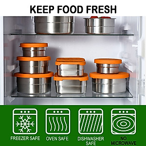 AORAKI Stainless Steel Containers with Lids, Lunch Box Container with Leak Resistant Silicone Lid, Food Storage Bento Box for Snacks, Sandwiches, Fruits, Vegetables, 25oz