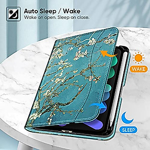 Fintie Folio Case for iPad Mini 6 2021, Multi-Angle Smart Stand Cover w/Pencil Holder & Pocket, Auto Sleep/Wake for iPad Mini 6th Generation 8.3 Inch, Blossom