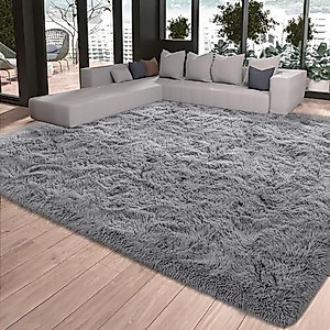 Vasofe Extra Soft Grey Fluffy Area Rugs 5x7 Shag Bedroom Rugs, Gray Large Fuzzy Rugs for Living Room, Plush Nursery Carpet for Kids, Teen, Shag Furry Throw Modern, Indoor Home Decor Floor Rug