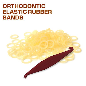 100 Pcs Natural Orthodontic Elastic Dental Rubber Bands for Braces, Dreadlocks Hair Braids Include Braces Rubber Band Tool 5/16 Inch