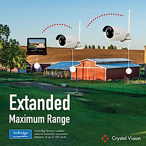 (2022 Upgraded Ver.) [8CH] Crystal Vision CVT808A-20WB 1080P Full HD Wireless Surveillance System NVR CCTV w/ 2TB HDD, Built-in Monitor & Router, 3MP Camera Auto Pair