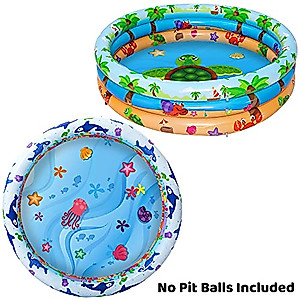 JOYIN 2 Pack 47" Baby Pool, Float Kiddie Pool, Inflatable Baby Swimming Pool with 3 Rings, Seasonal Merriment for Children, Indoor and Outdoor Water Game Play Center for Toddlers