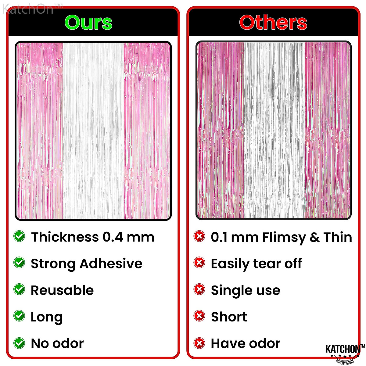 KatchOn, Xtralarge White and Pink Backdrop - 3.2x8 Feet, Pack of 3 | Pink and White Streamers for White Pink Birthday Decorations | Bridal Shower Decorations | Galentines Day Decorations for Party