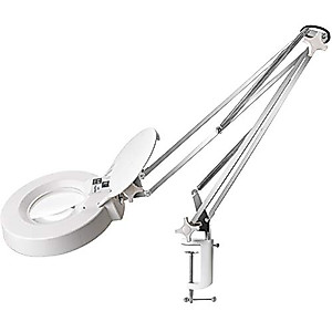 Gynnx LED Magnifying Lamp with Clamp, 10X Magnifier 4200 Lumens,5 Inch Magnifier Glass Lens, 120 PCS LEDs,Adjustable Stainless Steel Lamp Arm for Reading,Craft,Knitting,Desktop Office Workbench MY1