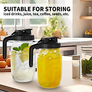 Gardace Wide Mouth Mason Jar Pour Spout Lids with Handle & Flip Cap, Plastic Mason Jar Lids-Ball Mason Jar Pitcher Lid Airtight & Leak-Proof Seal, Easy Pouring Spout, Pack of 2
