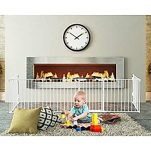Costzon Baby Safety Gate, 6-Panel Fireplace Fence, Foldable Pet Gates for Easy with Add/Decrease Panels, Portable Wide Barrier Gate with Multiple Shapes for Child & Pet