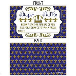 50 Royal Prince Diaper Raffle Tickets | Boy Baby Shower Game