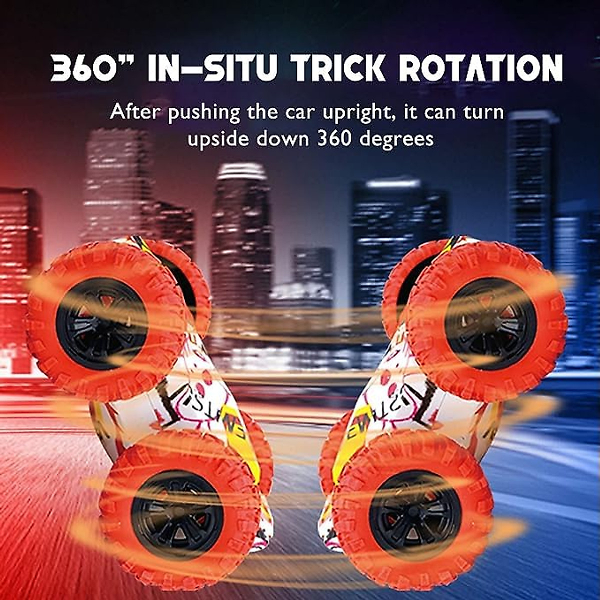 DqsWko Double-Sided Pull Back carsr. Friction Cars for Kids ，Vibration inertial car. Toy Pull Back car. Big tire Four-Wheel Drive Toy car for Boys and Girls（4pcs）