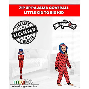 Miraculous Ladybug Little Girls Zip-Up Costume Onesie Pajama Coveralls Red 7-8