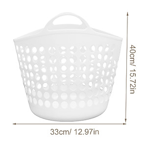 Cabilock Laundry Basket Plastic Laundry Hamper 30L Portable Round Bin with Carry Handles Laundry Bin Organizer Dirty Clothes Hamper for Bedroom Bathroom Towel Hamper for Wet Towels