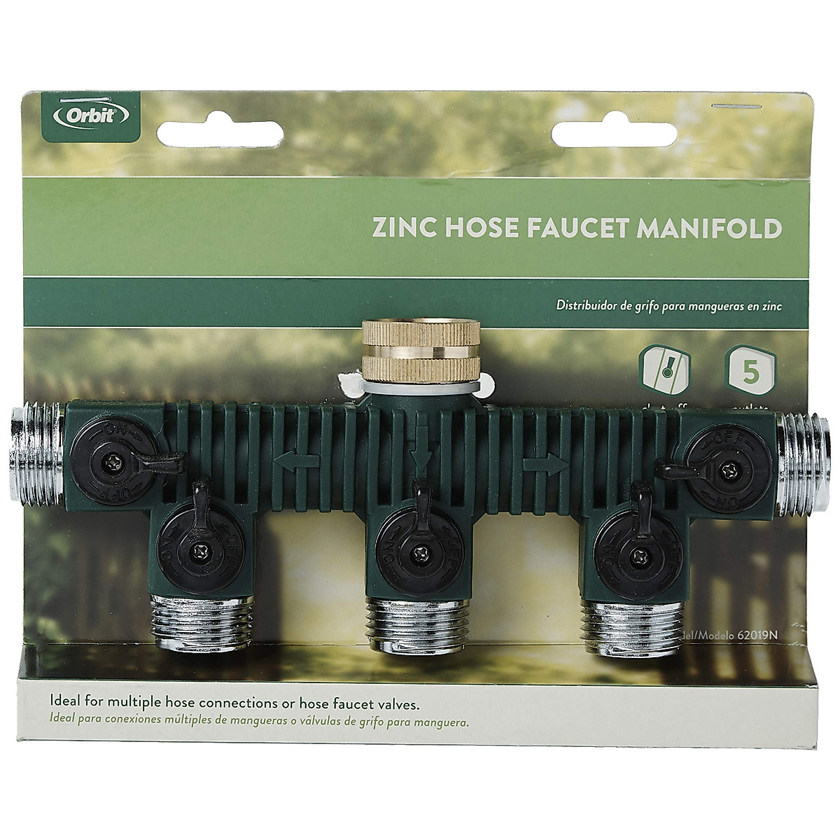 Orbit 62019 5-Way Zinc Hose Faucet Valve Manifold