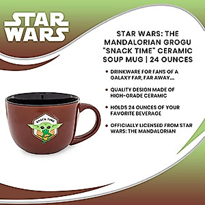 Silver Buffalo Star Wars: The Mandalorian Grogu Snack Time Ceramic Soup Mug | 24 Ounces