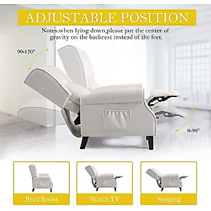 Amazon Brand- Set of 2 Wingback Recliner Chair with Massage and Heat- Accent Chair Push Back Chair for Living Room Bedroom(Beige)