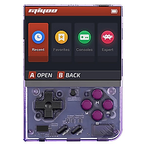 Miyoo Mini Plus+ Handheld Gaming Console 3.5" IPS Screen for The Best Classic Console with 5000+ Games Included, Storage Case, 64G TF Card and WiFi Support [Purple]
