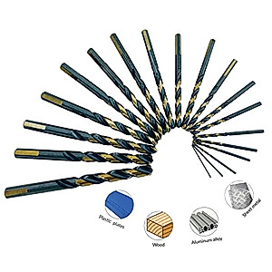 NordWolf 19-Piece Metric HSS M2 Fully Ground Twist Jobber Drill Bit Set, Multi-Drilling Edges Double Flute Tri-Flatted Shank Black Gold Finishing in Heavy Duty Injection Plastic Box, Sizes 1mm to 10mm