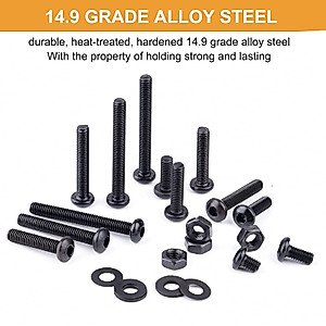 VIGRUE 610PCS 14.9 Grade Alloy Steel M3 Button Hex Head Cap Screws M3 x 4/5/6/8/10/12/14/16/18/20/25mm Machine Screws Bolts Nuts Washer Assortment Kit