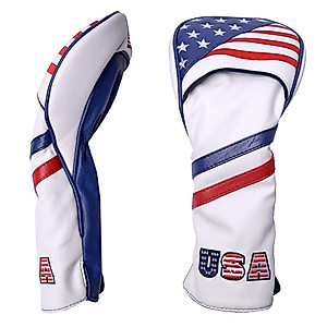 COOLSKY 1PC Patriotic Golf Club Driver USA Flag Head Cover American Stars and Stripes Headcover Synthetic Leather Protector