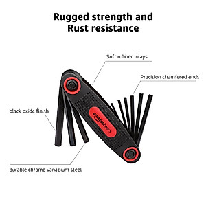 Amazon Basics Folding Hex Key Set - 3-Pack, Metric/SAE/Star