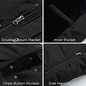 WenVen Men's Winter Puffer Coat Warm Outwear Jacket with Detachable Hood(Black,3XL)