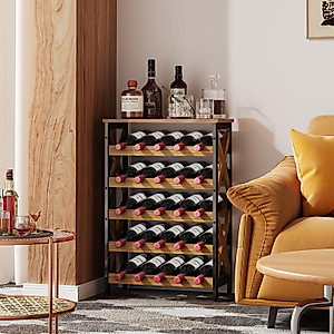 25 Bottle Wine Rack Freestanding Floor Rustic Wine Holder Stand 5 Tier Wobble-Free Tall Wine Racks Wine Large Display Storage Shelf for Cellar Kitchen 21.6''L x 10.6''W x 31.8''H