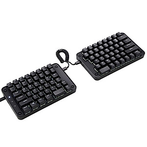Koolertron Programmable Split Mechanical Keyboard, All 89 Keys Programmable Ergonomic Keypad with OEM Gateron Black Switch, 8 Macro Keys - [SMKD62] Black (OEM Switch White Backlit)