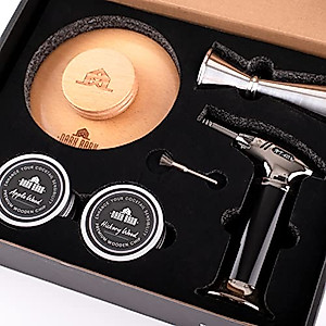 DARK BARN Cocktail Smoker Kit - Premium Bourbon & Whiskey Smoker Set, Innovative Design for Rich Smoke, Adjustable Flame Torch, Assorted Wood Chips, Double Jigger - Ideal Gift for Mixology Enthusiasts